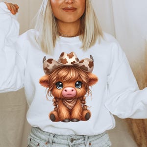 Western Cowgirl Highland Cow Png Sublimation Design, Cute Cowprint ...