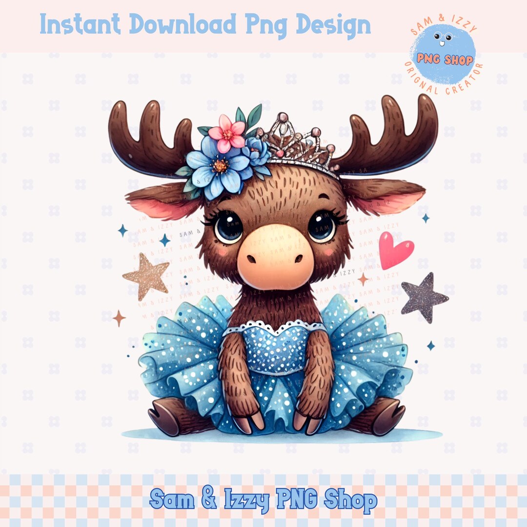 Cute Moose Png Sublimation Design, Moose Clipart, Moose Tutu Graphics ...