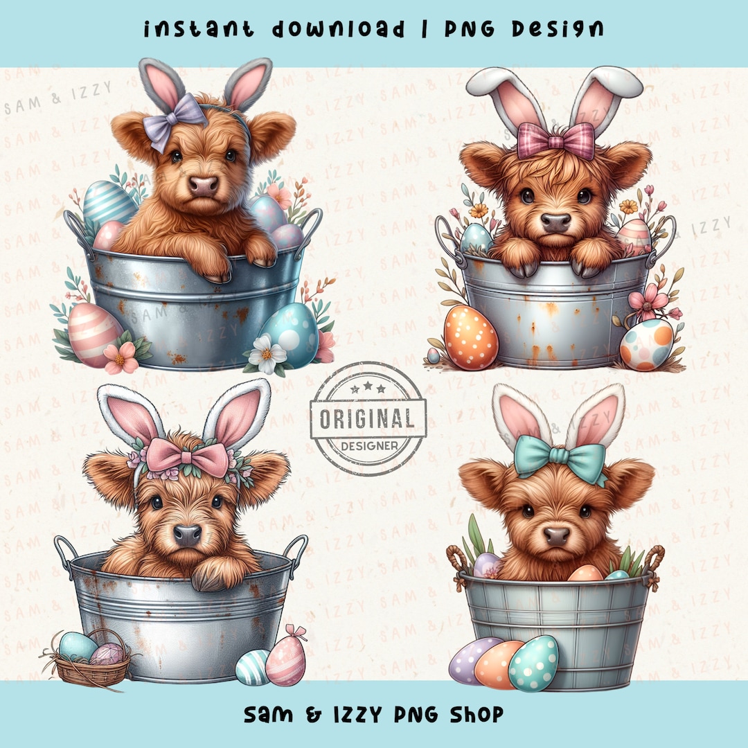 Easter Cow Bundle, Farm Animals Png, Farmhouse Style Designs, Cute Cow ...