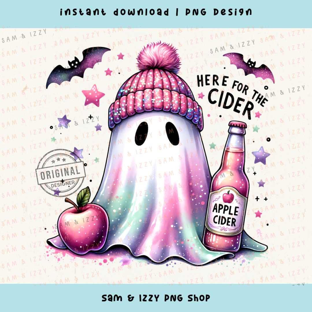 Cute Spooky Ghost Fall Apple Cider Sublimation Design for T-shirts ...