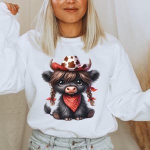 Western Cowgirl Highland Cow Png Sublimation Design, Cute Cowprint ...