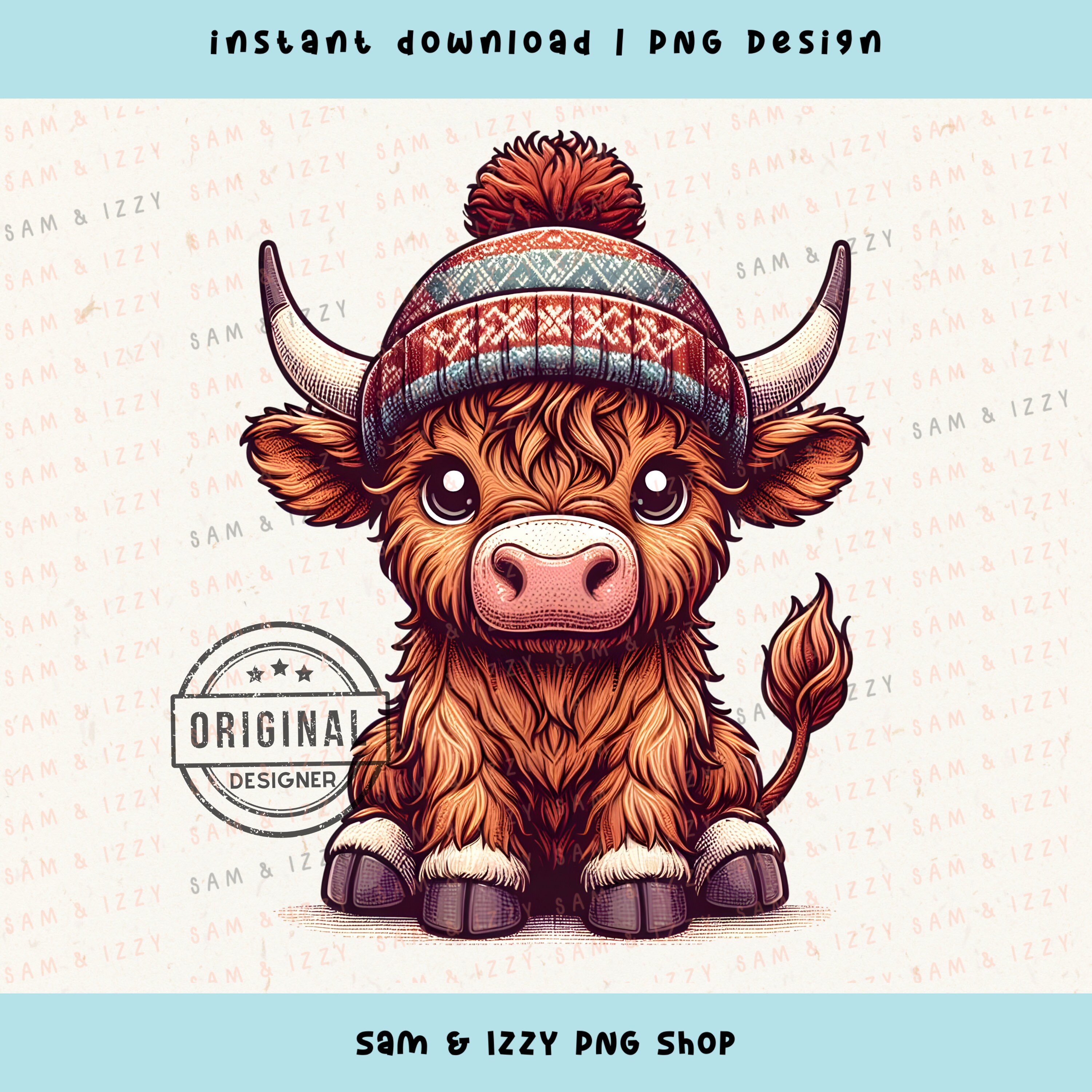 Highland Cow Png, Highland Cow Design, Faux Embroidery, Cow Bundle ...