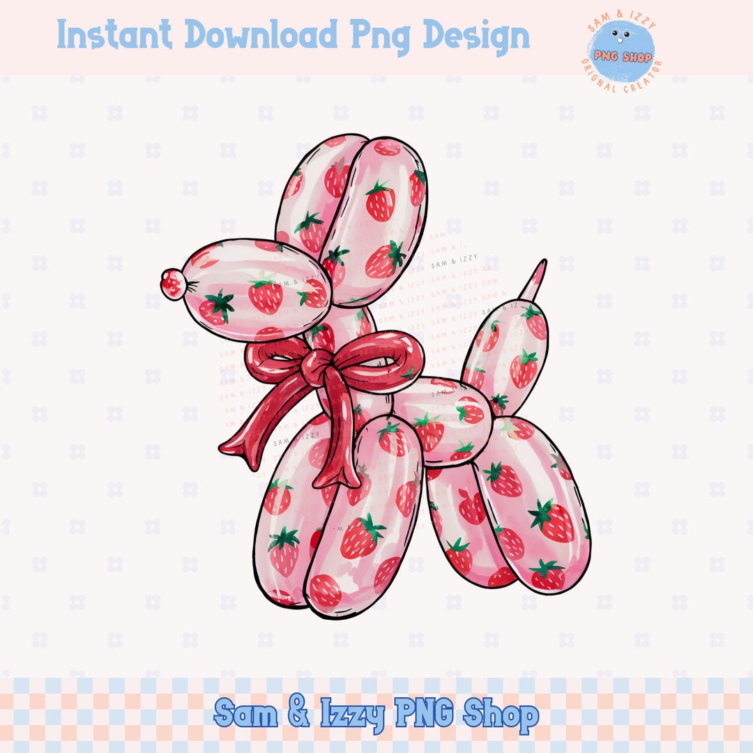 Cute Retro Fruit Coquette Balloon Dog Png Sublimation Design Kids ...
