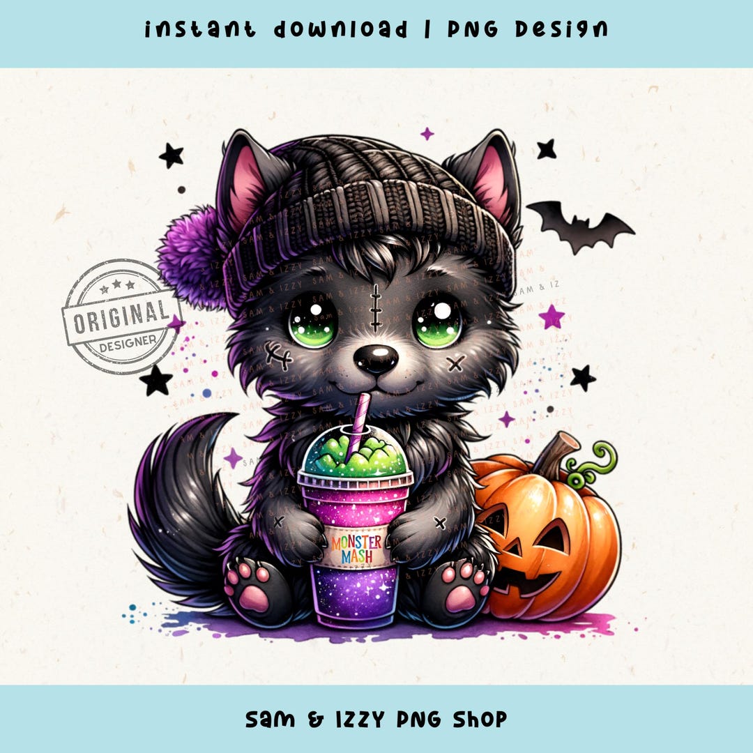 Cute Werewolf PNG for Halloween, Monster Clipart, Pumpkin Coffee ...