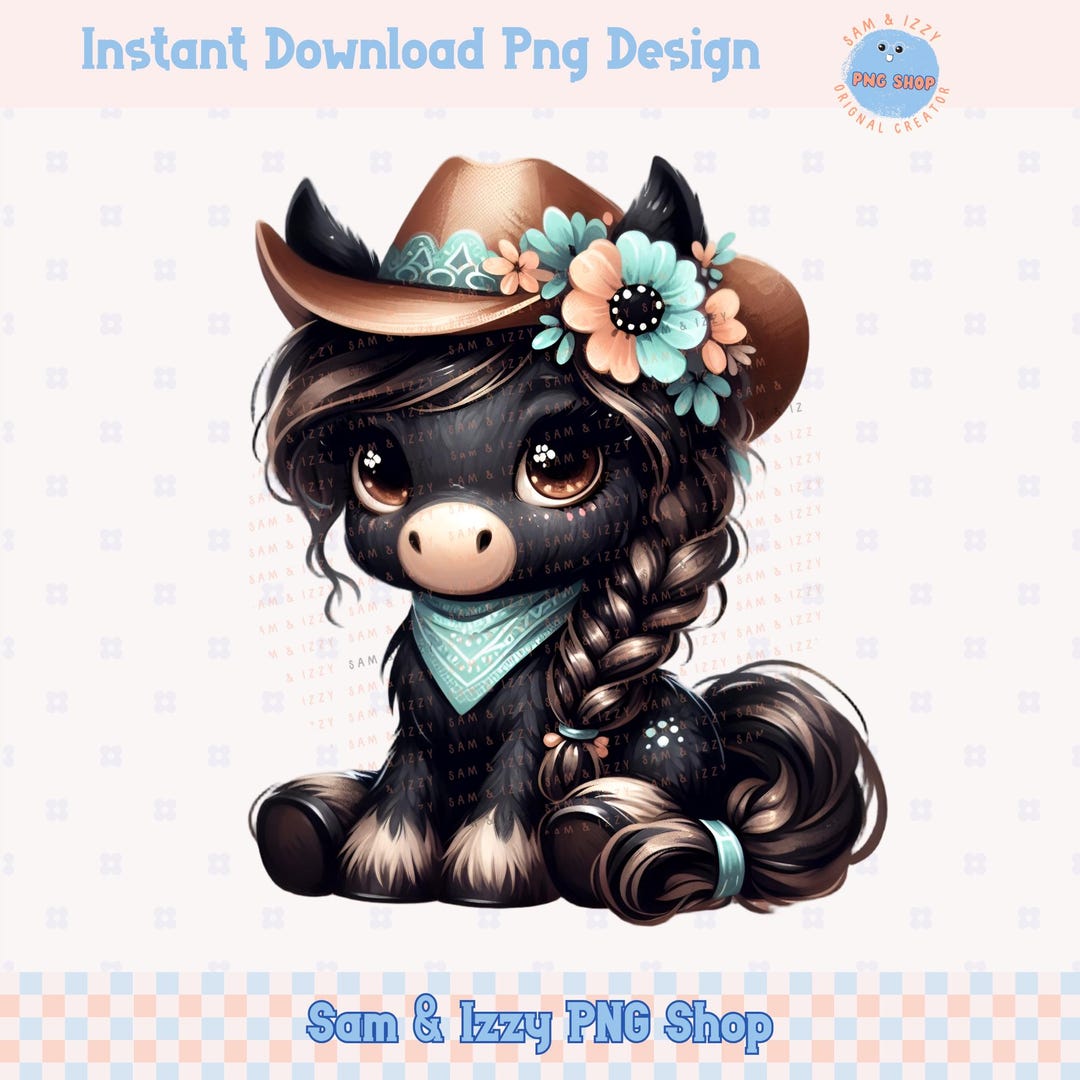 Western Cowgirl Adorable Horse Png Sublimation Design, Cute Country ...