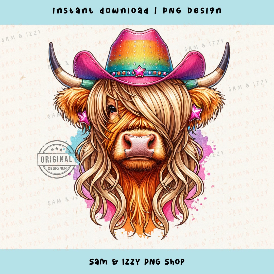 Highland Cow Png, Highland Cow Design, Faux Embroidery, Cow Bundle ...