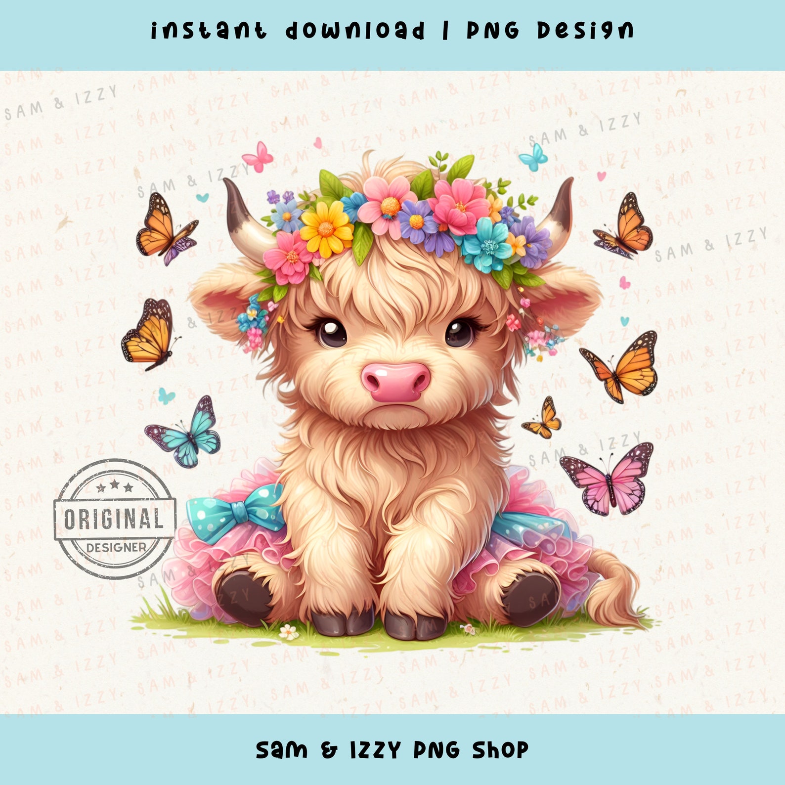 Spring Highland Cow, Watercolor Png, Spring Decor, Spring Cow Png ...