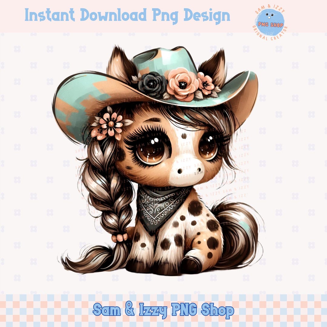 Western Cowgirl Adorable Horse Png Sublimation Design, Cute Country ...