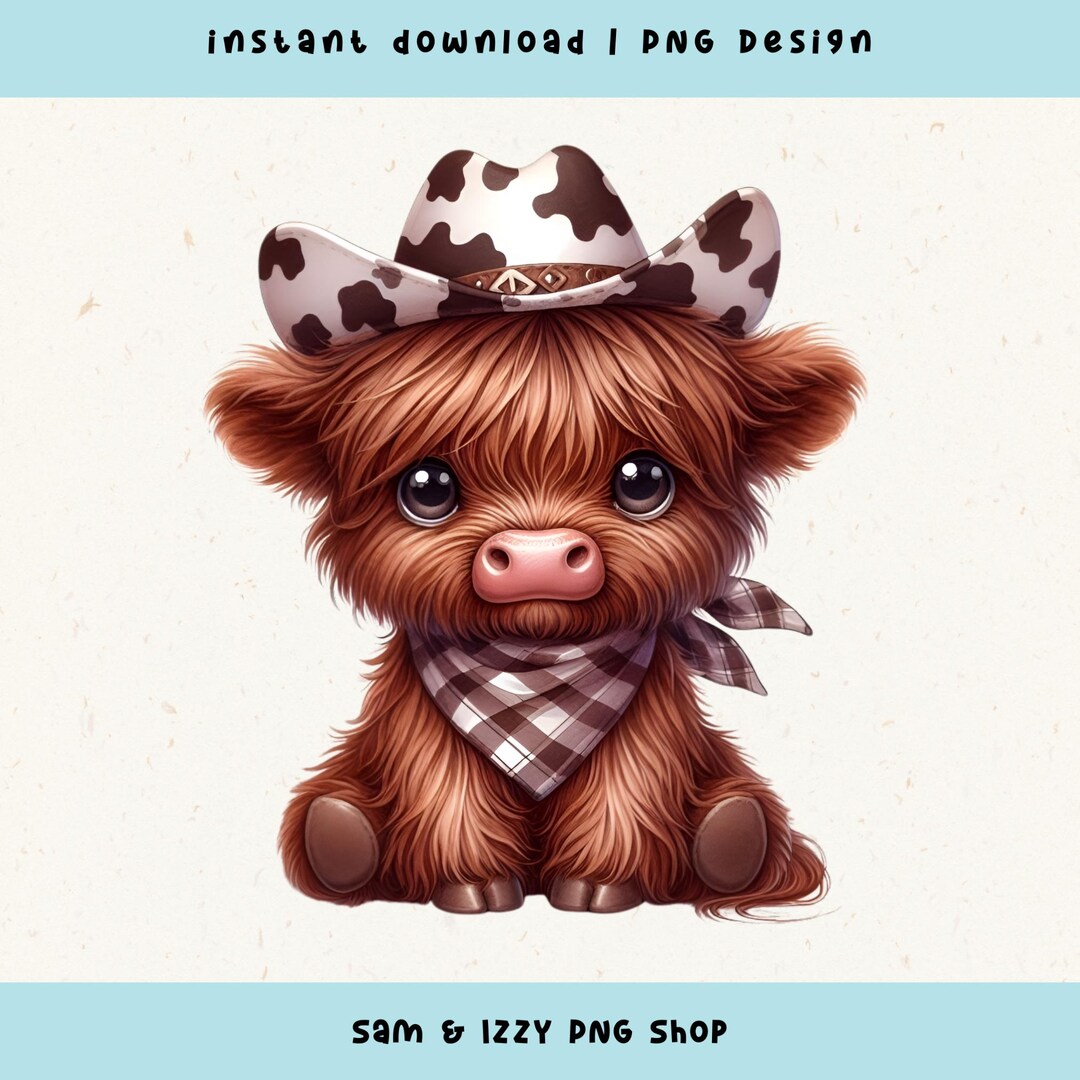 Western Cowboy Highland Cow Png Sublimation Design, Cute Cowprint ...