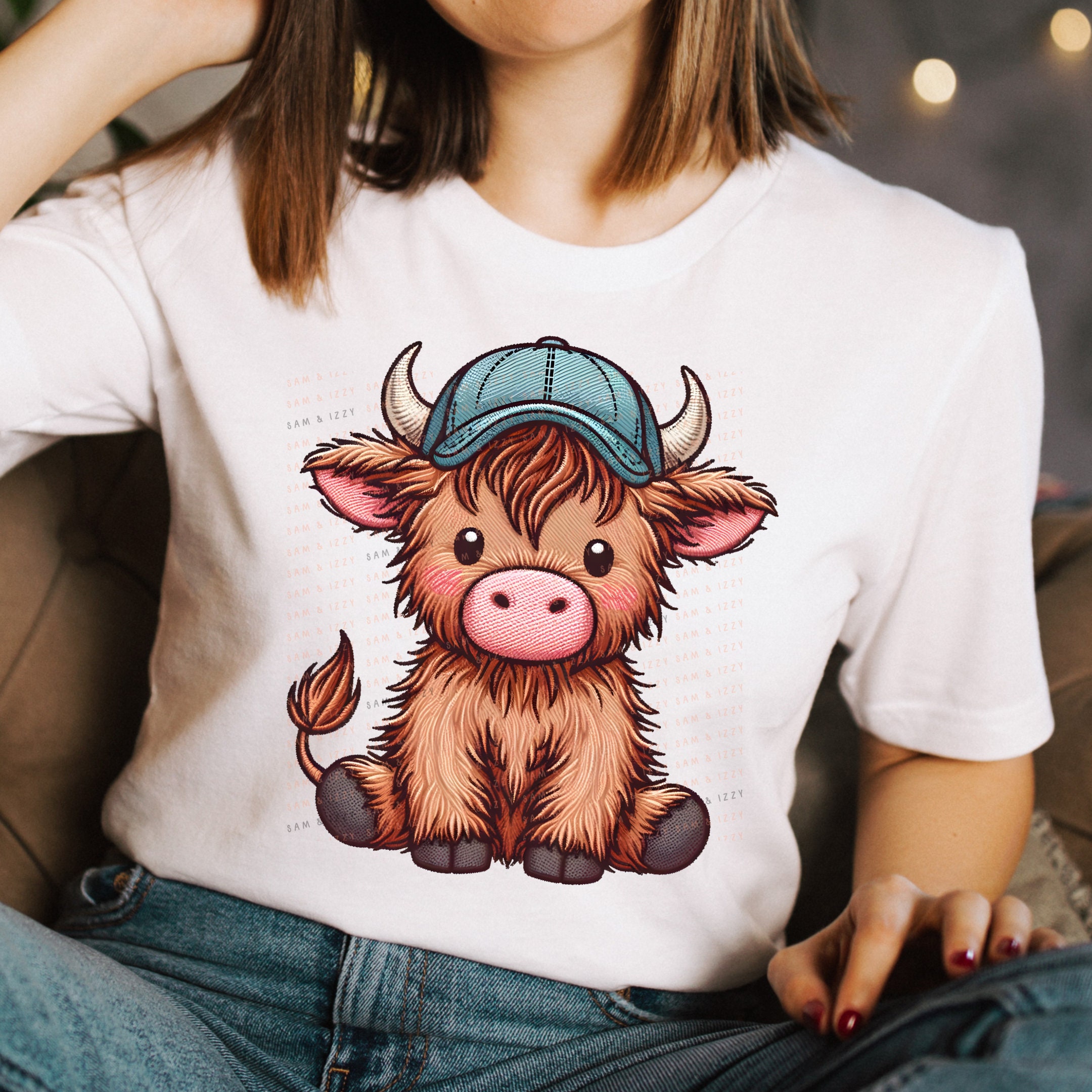 Cute Highland Cow PNG, Faux Embroidery Design (digital Download) - Etsy