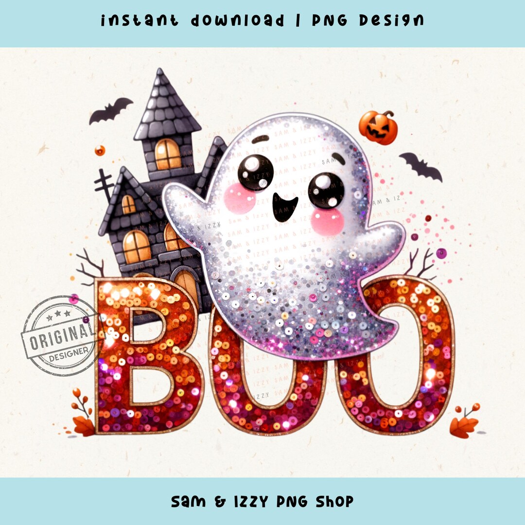 Spooky Cute Ghost Png, Glitter Boo Halloween Image, Adorable Sequin ...