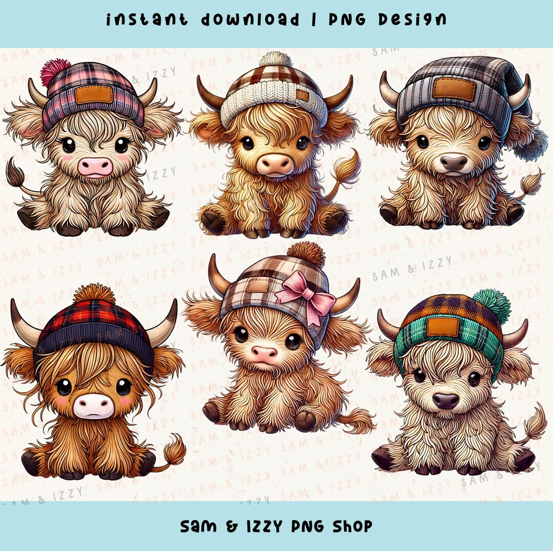 Highland Cow Clipart, Highland Cow Design, Embroidered Cow, Western Png ...