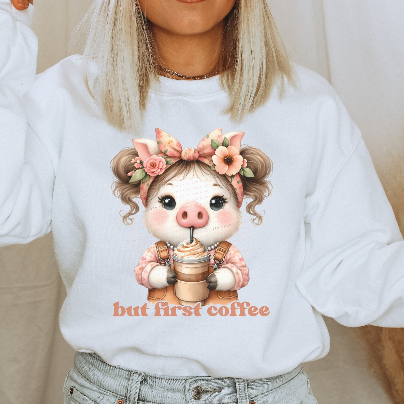Cute Pig Png, Pig Clipart, Coffee Lover Png, Watercolor Pig, Cute Shirt ...