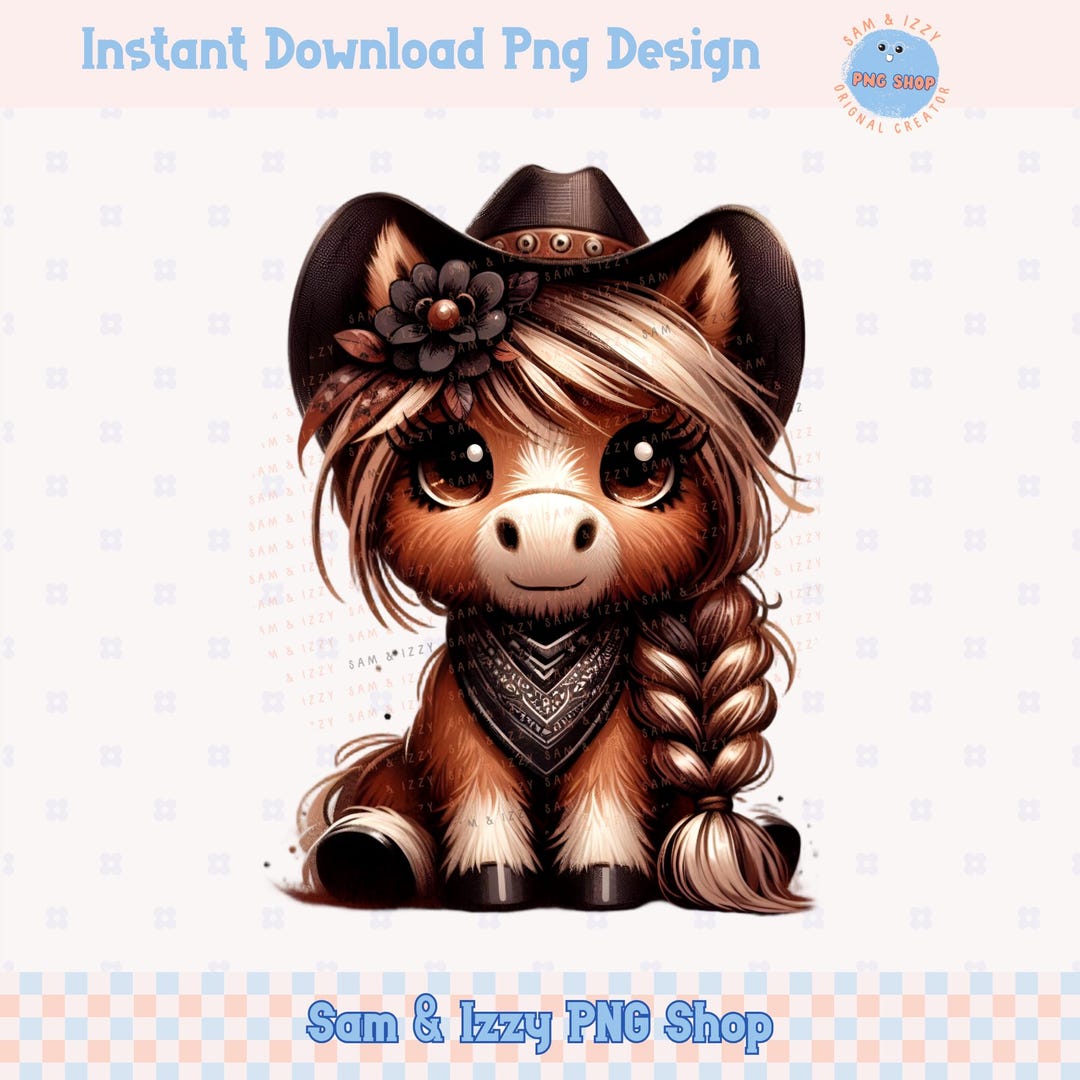 Western Cowgirl Adorable Horse Png Sublimation Design, Cute Country ...
