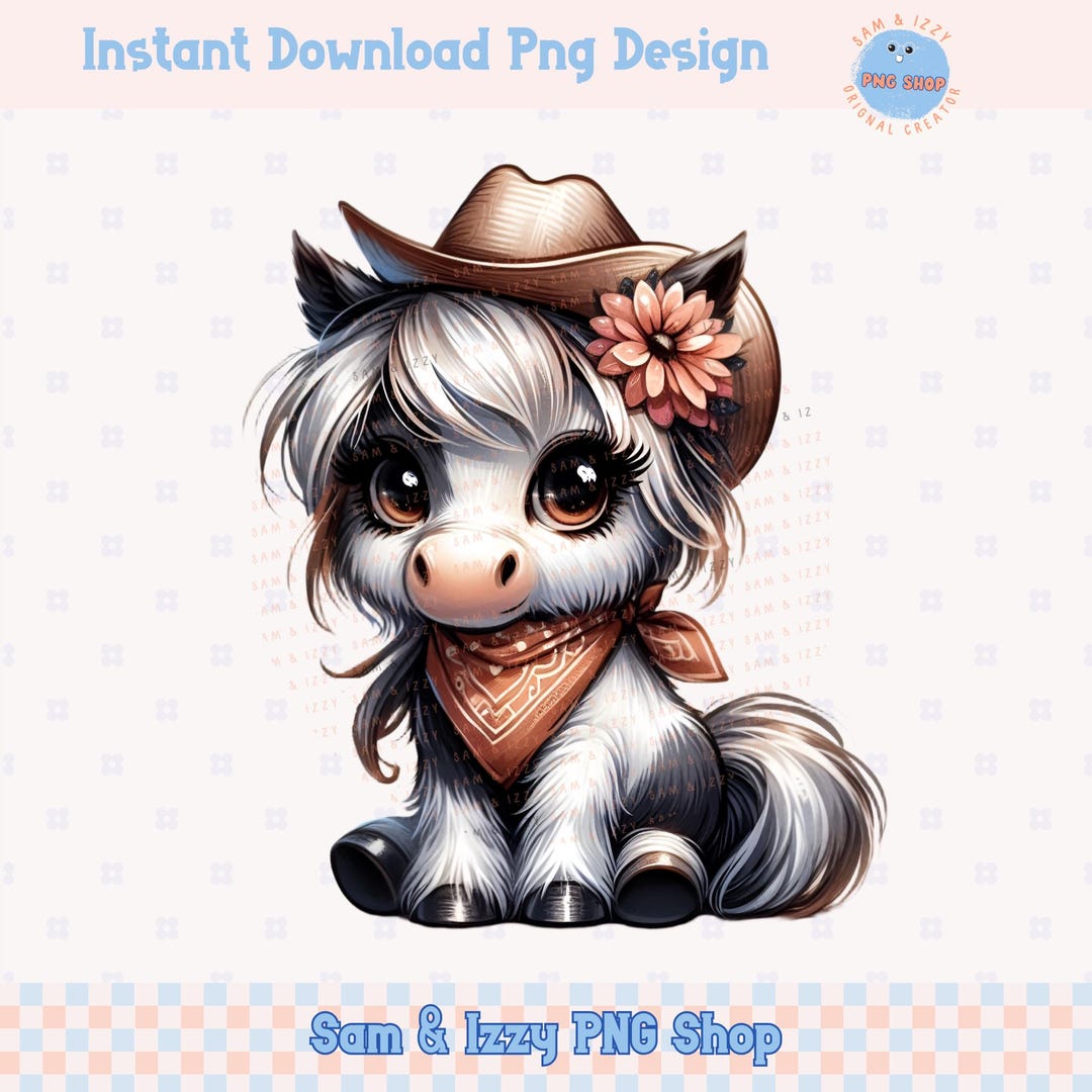 Western Cowgirl Adorable Horse Png Sublimation Design, Cute Country ...