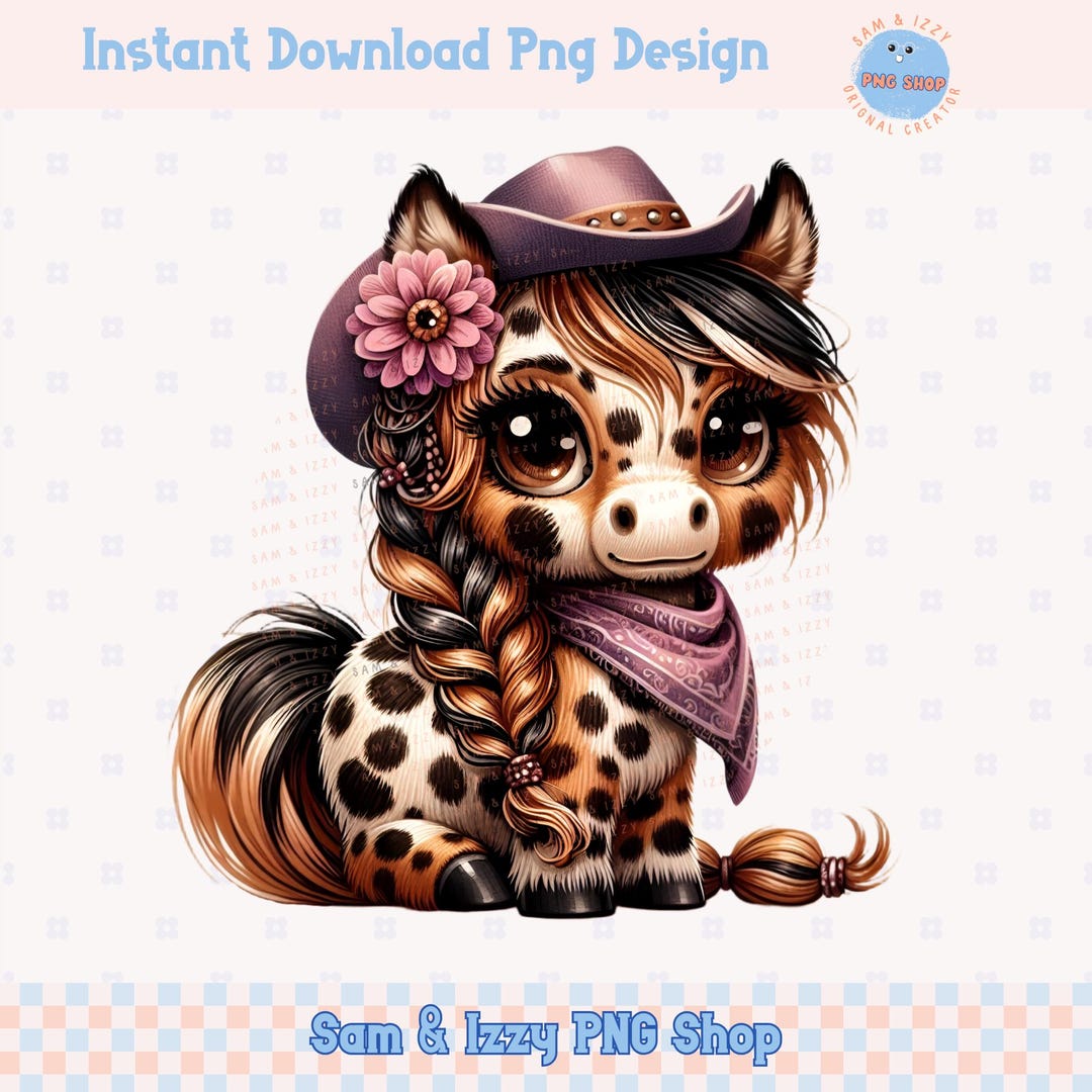 Western Cowgirl Adorable Horse Png Sublimation Design, Cute Country ...