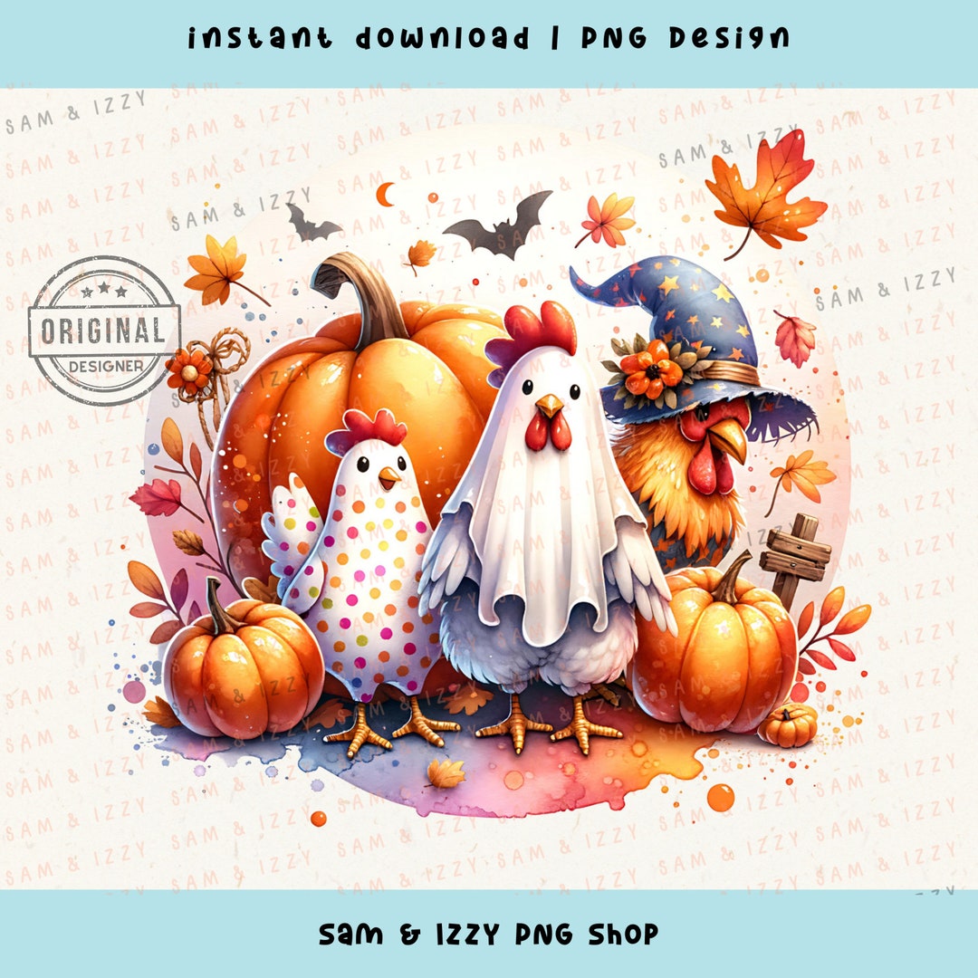 Chicken Sheet Png, Halloween Chickens Png, Fall Animals Png, Farm ...