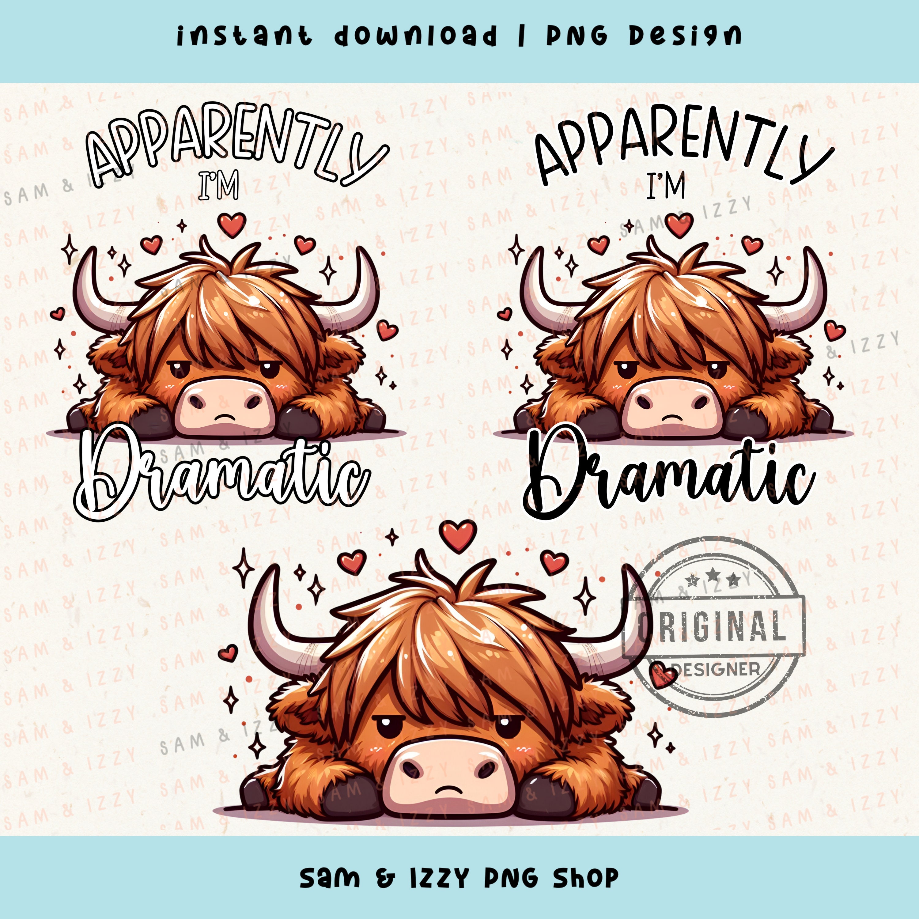 Highland Cow Design, Drama Queen Png, Gifts for Girls, Mom Life Png ...