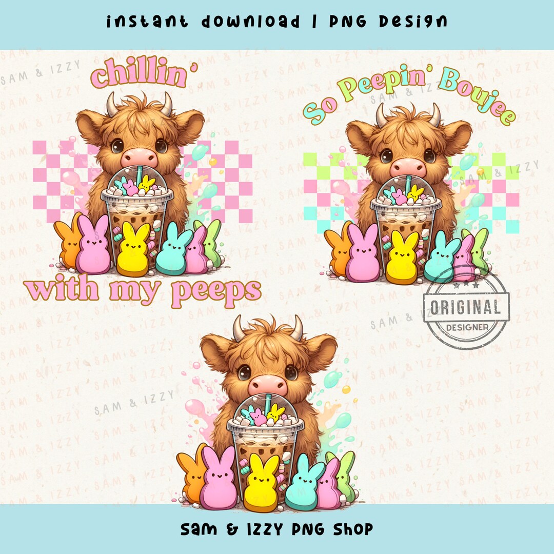 Easter Highland Cow Png, Retro Easter Png, Easter Bunny Png, Easter ...