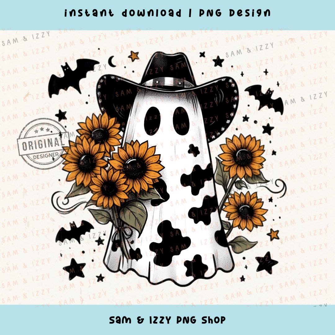 Cute Cowprint Ghost Clipart, Funny Snarky Boojee Halloween PNG, Western ...