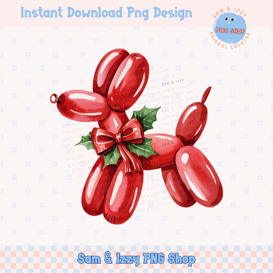 Christmas Balloon Dog PNG, Mistletoe Red Holiday Clipart, Cute Festive ...