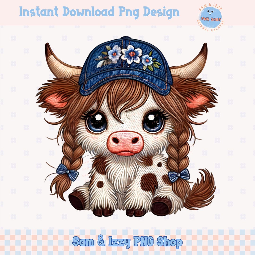 Cute Country Girl Cow Sublimation Design Western Highland Cow Png ...