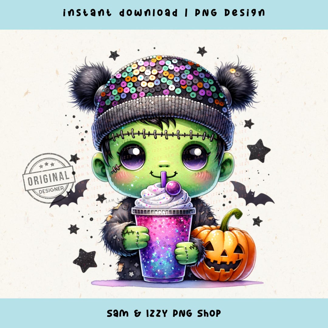 Adorable Monster Girl Clipart for Spooky Halloween and Retro Coffee ...