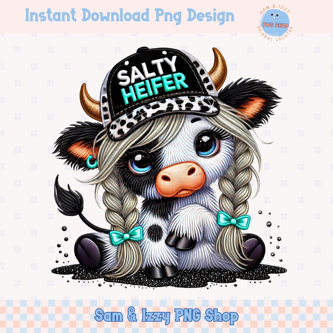 Salty Heifer Cute Cow Png Sublimation Design, Funny Sarcastic Snarky ...