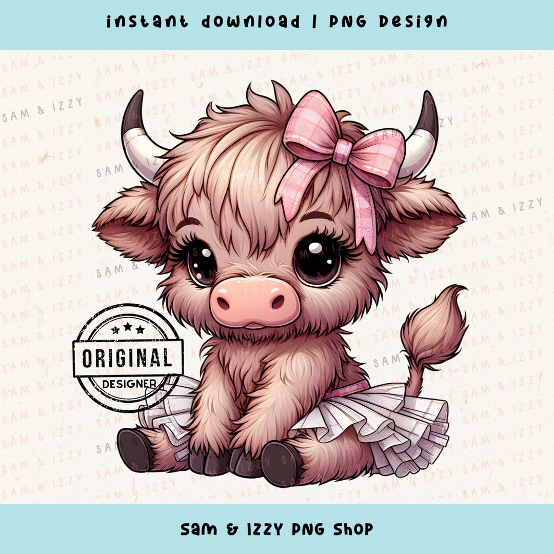 Highland Cow Png, Highland Cow Design, Pink Cow, Coquette Png, Cow ...