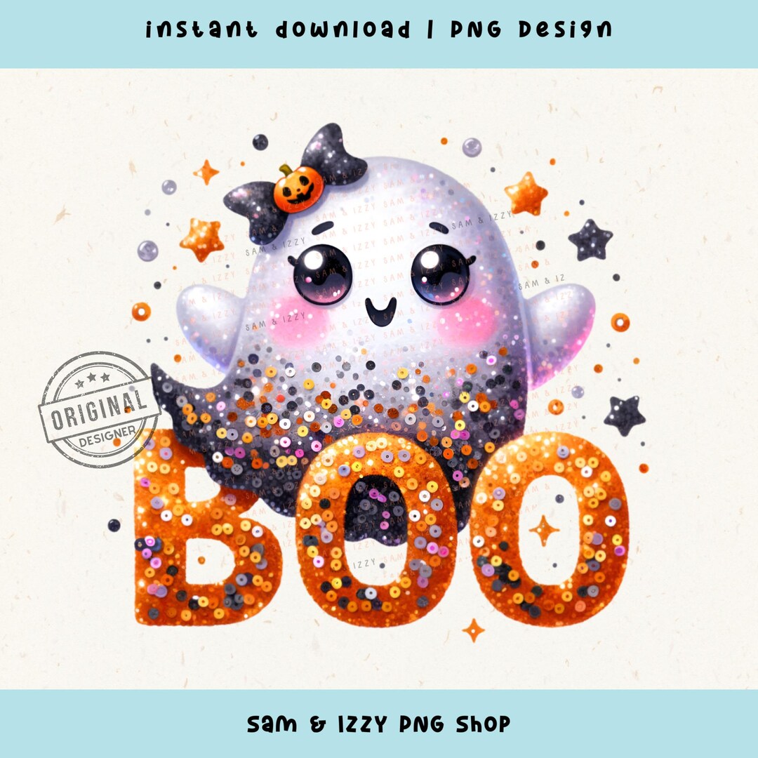 Adorable Ghost Png, Sparkly Boo Halloween Decor, Glittery Boo Ghost ...