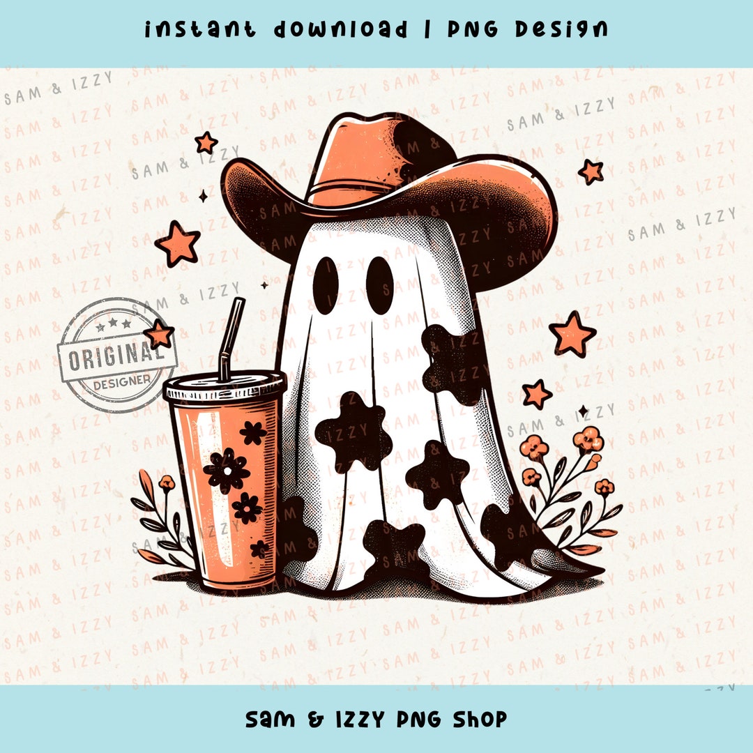 Cute Ghost Png, Western Halloween Png, Cowprint Ghost, Boojee Png ...