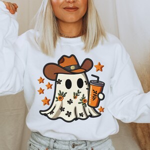 Cute Ghost Png, Western Halloween Png, Embroidered Style Ghost, Boojee ...