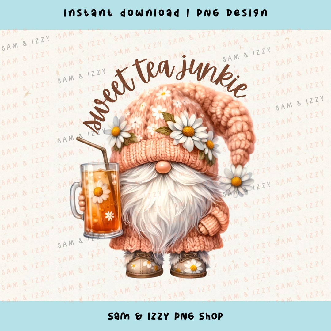 Sweet Tea Junkie, Cute Gnome Png, Summer Png, Gnome Graphics, Iced Tea ...