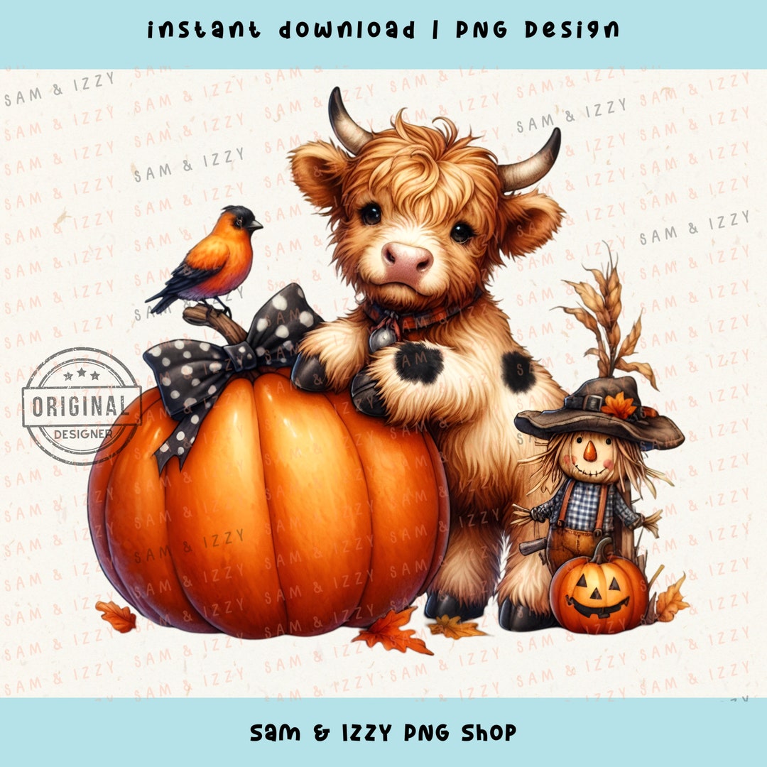 Fall Cow Bundle, Cute Cow Png, Pumpkin Png, Fall Coquette Png, Farm ...