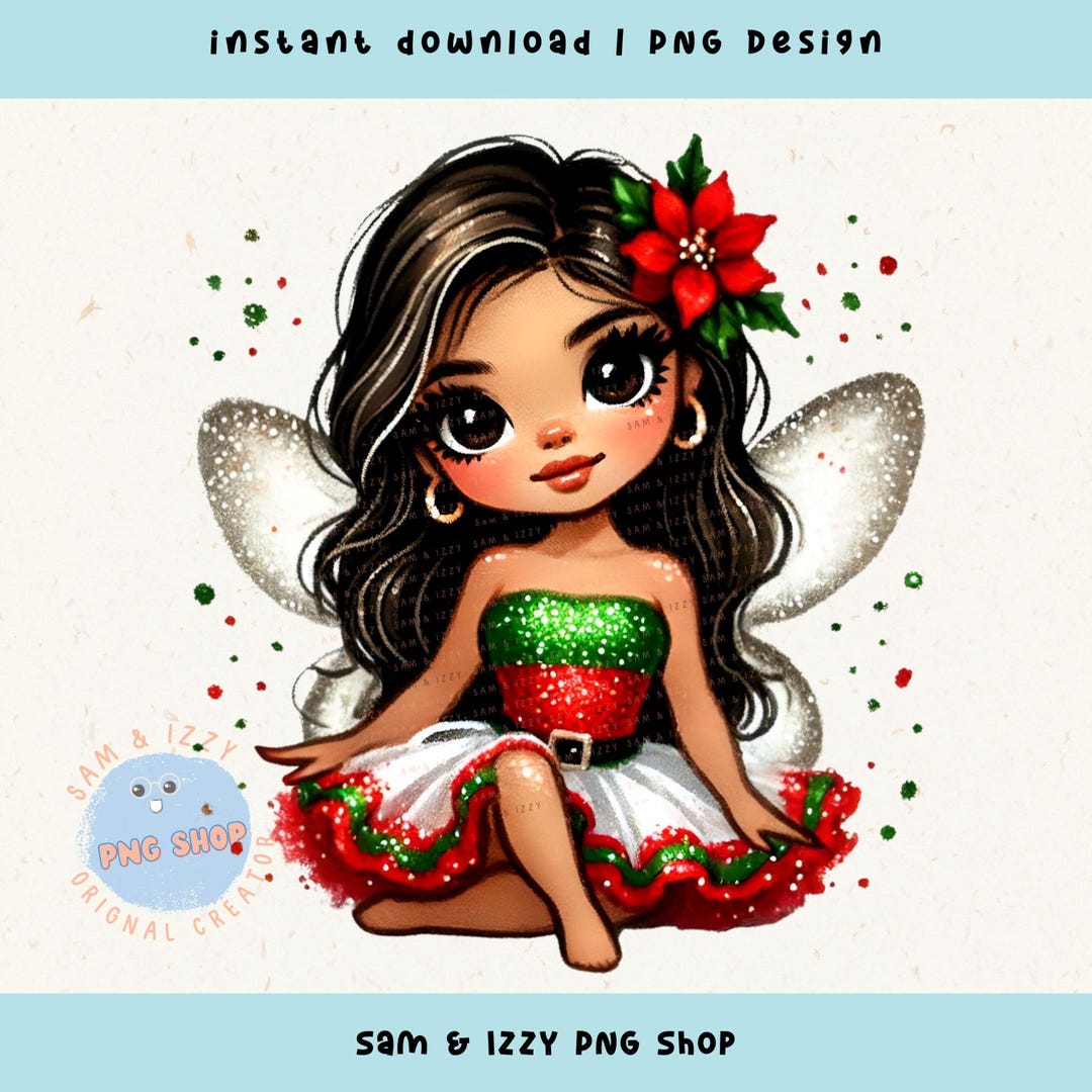 Christmas Fairy Png Sublimation Design, Cute Holiday Girl Clipart ...