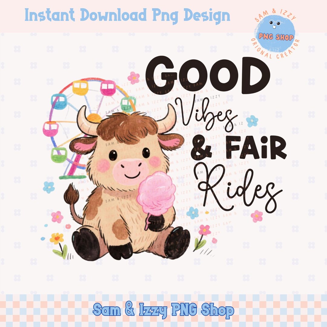 Cute Highland Cow County Fair Png Sublimation Designs Ferris Wheel Png ...