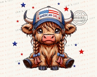 Fourth of July Png, Patriotic Cow, American Cow, Western Cow, Highland ...