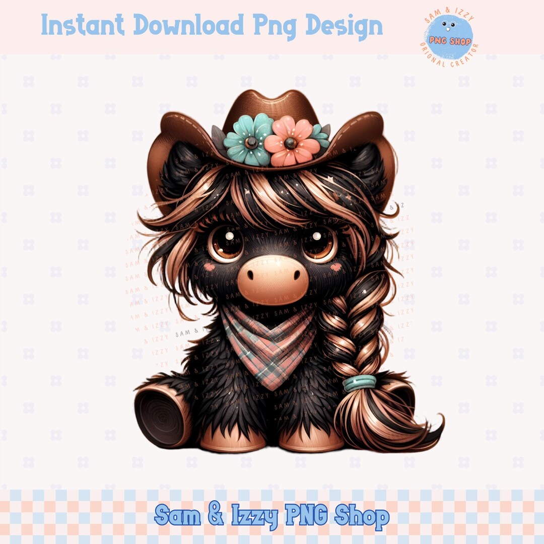 Western Cowgirl Adorable Horse Png Sublimation Design, Cute Country ...