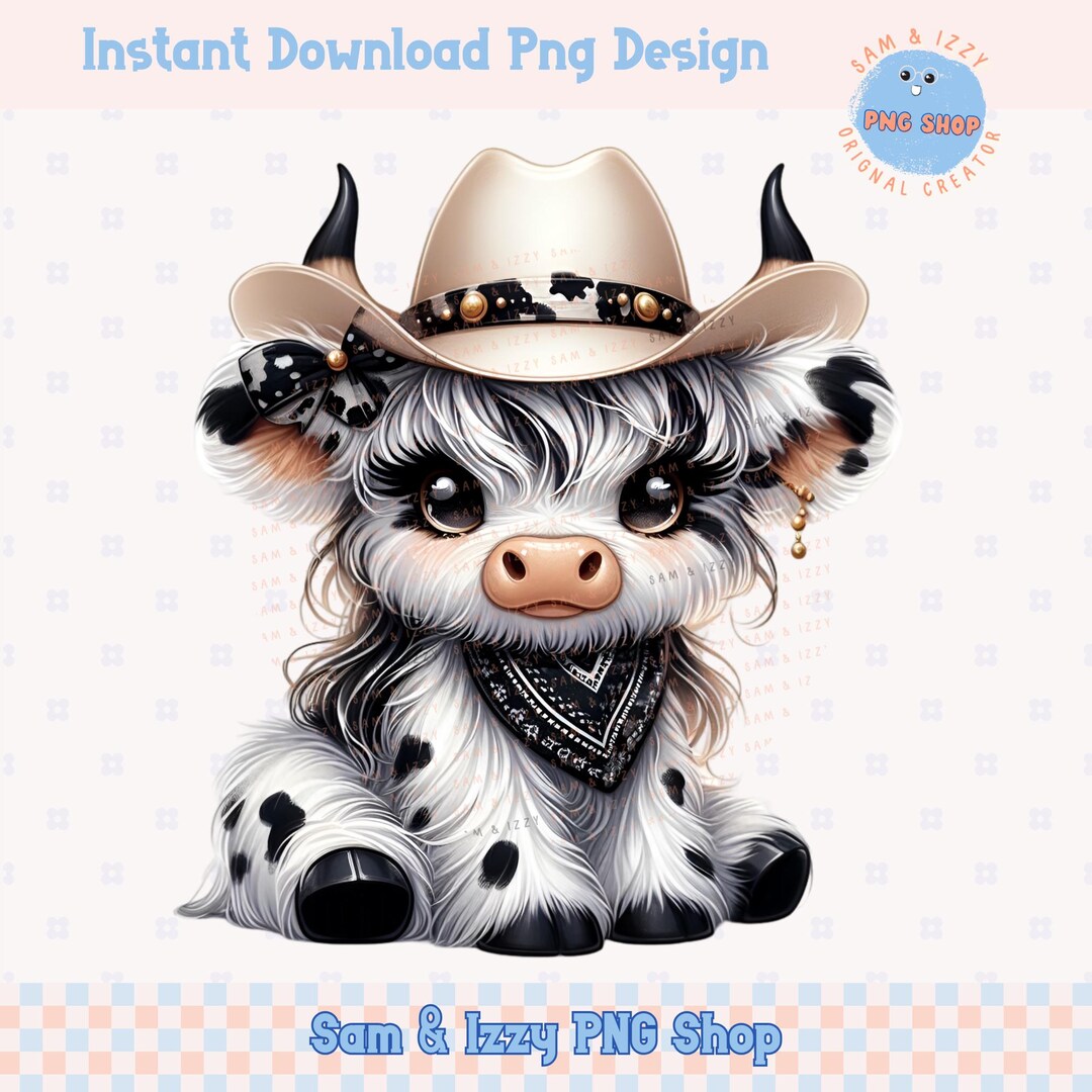 Cute Western Country Girl Highland Cow Png Sublimation Designs Farm ...