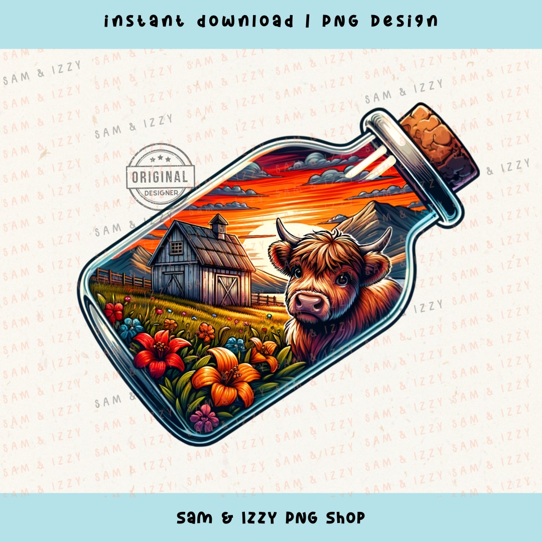 Highland Cow Png, Highland Cow Design, Cow Sublimation, Western Png ...