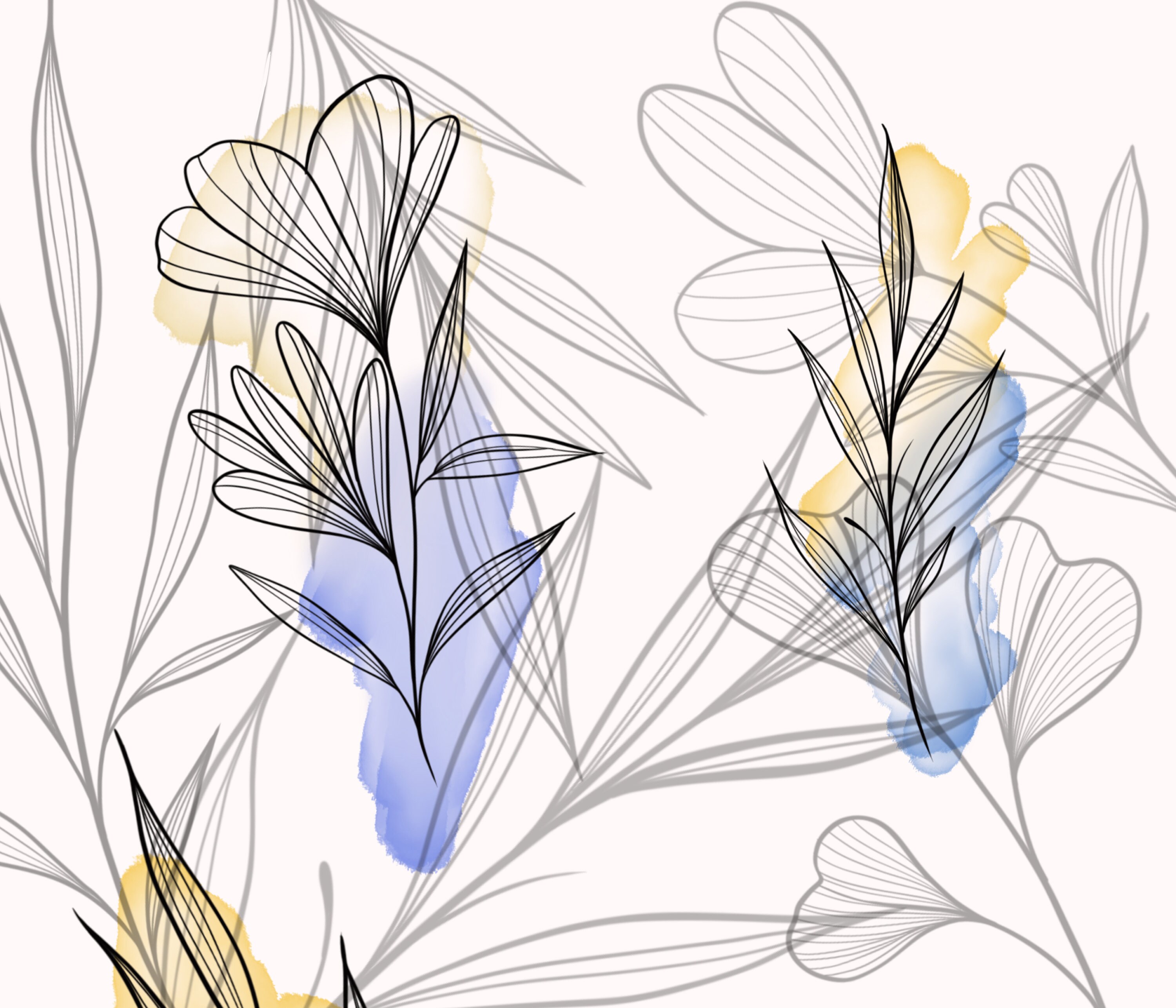 Floral Line Art Clipart, Botanical Line, Botanical Clip Art, Flower PNG ...