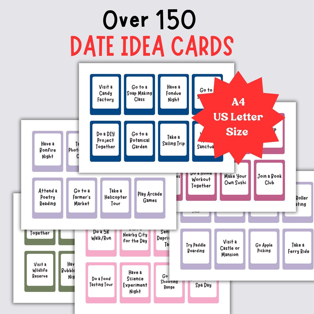 Date Night Idea Cards: 150+ Romantic Couple Activities (digital ...
