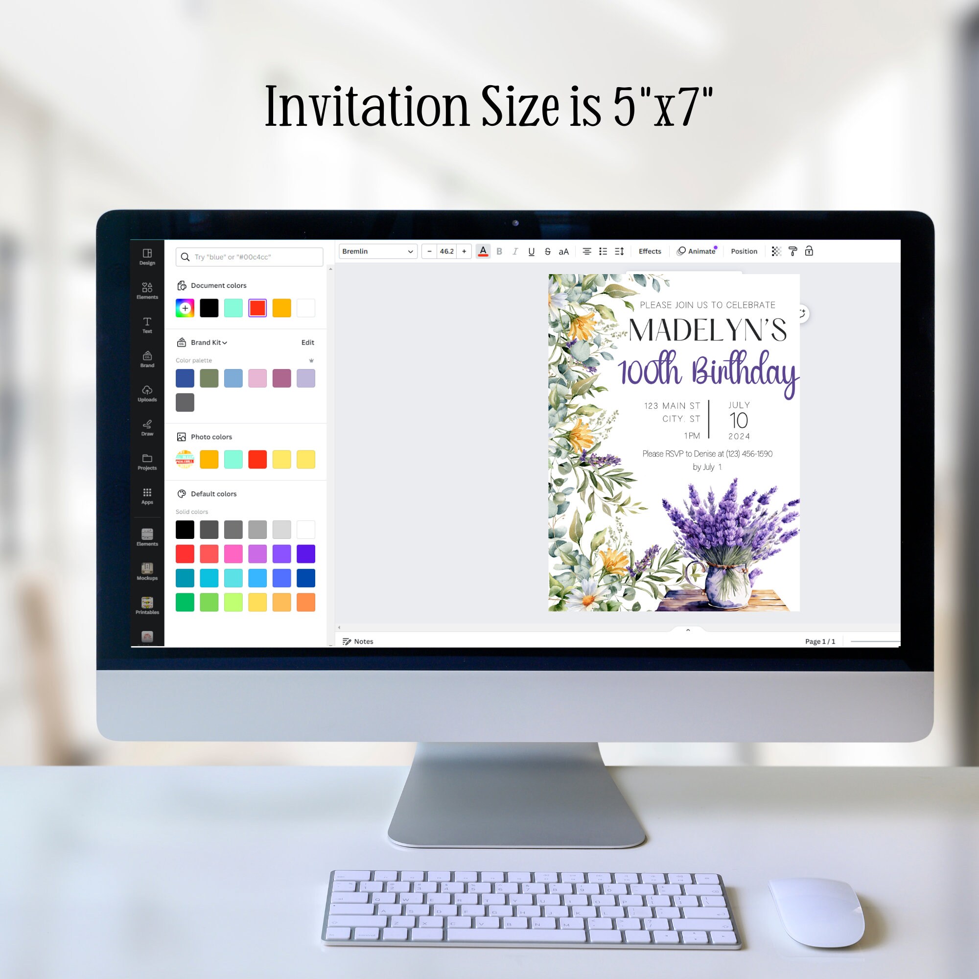 100th Birthday Party Invitation Template With Wildflowers 100 Birthday ...