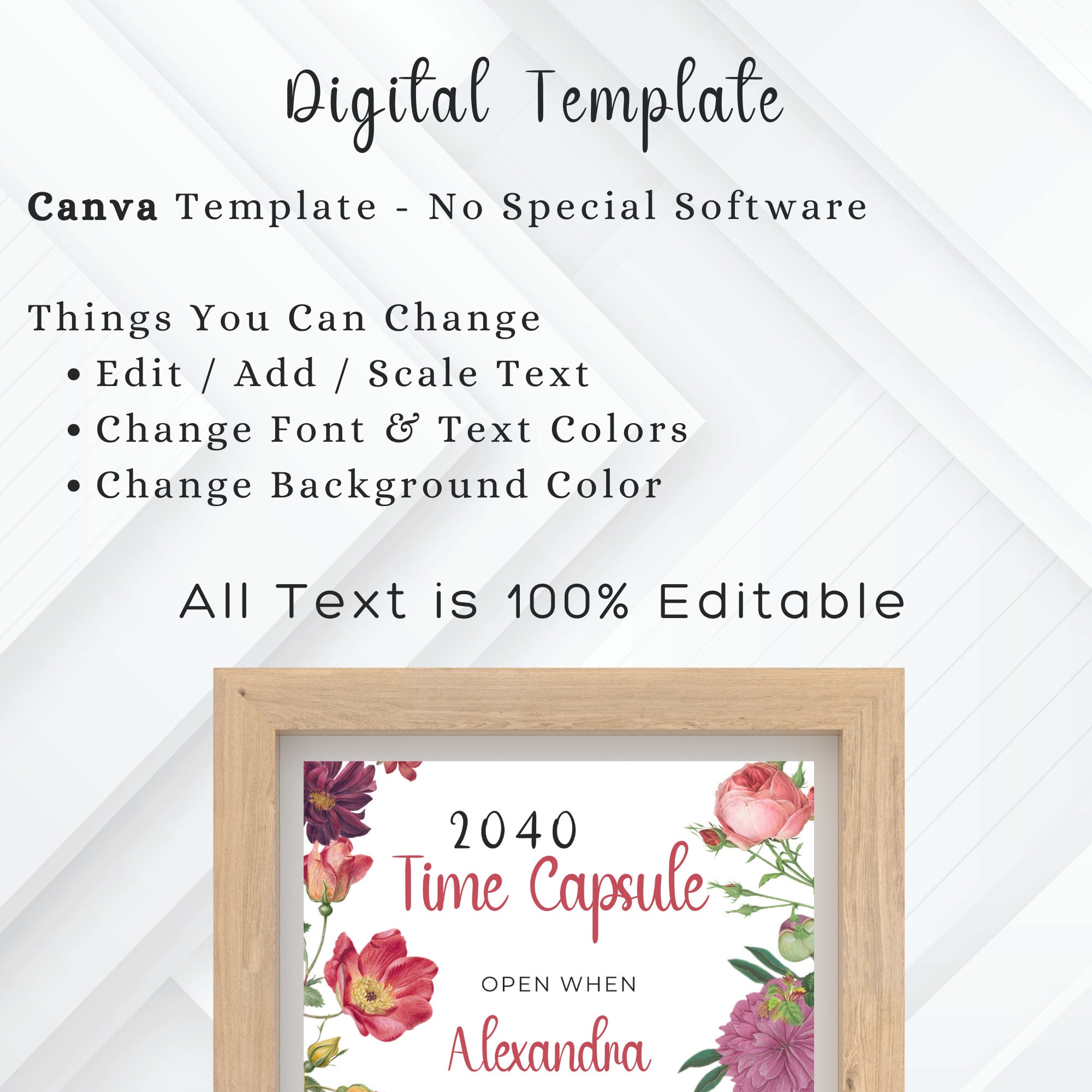 Editable Girl Time Capsule Template | First Birthday Time Capsule ...