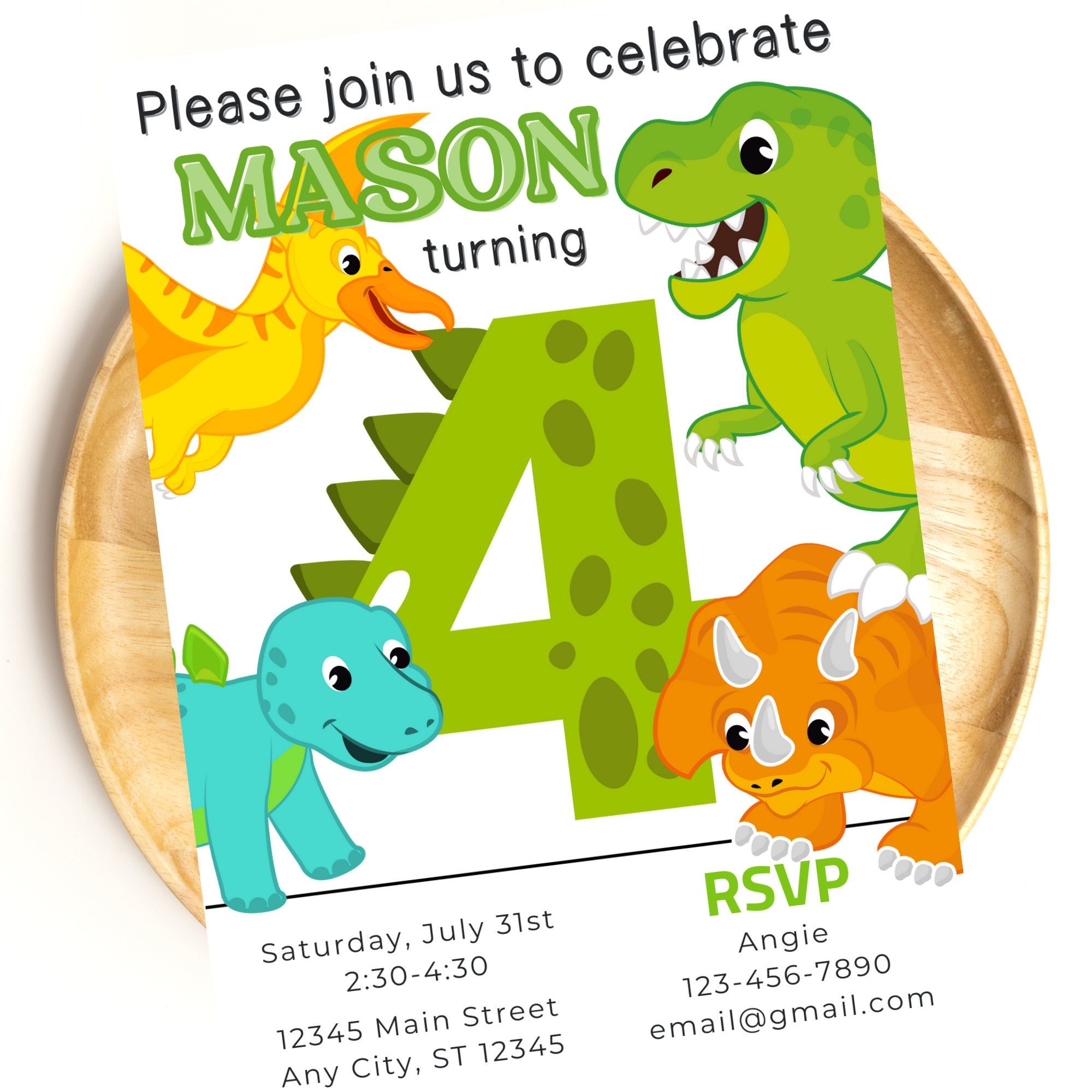 Trex Birthday Invitation Digital Tyrannosaurus Evite Bday Invite T-rex ...