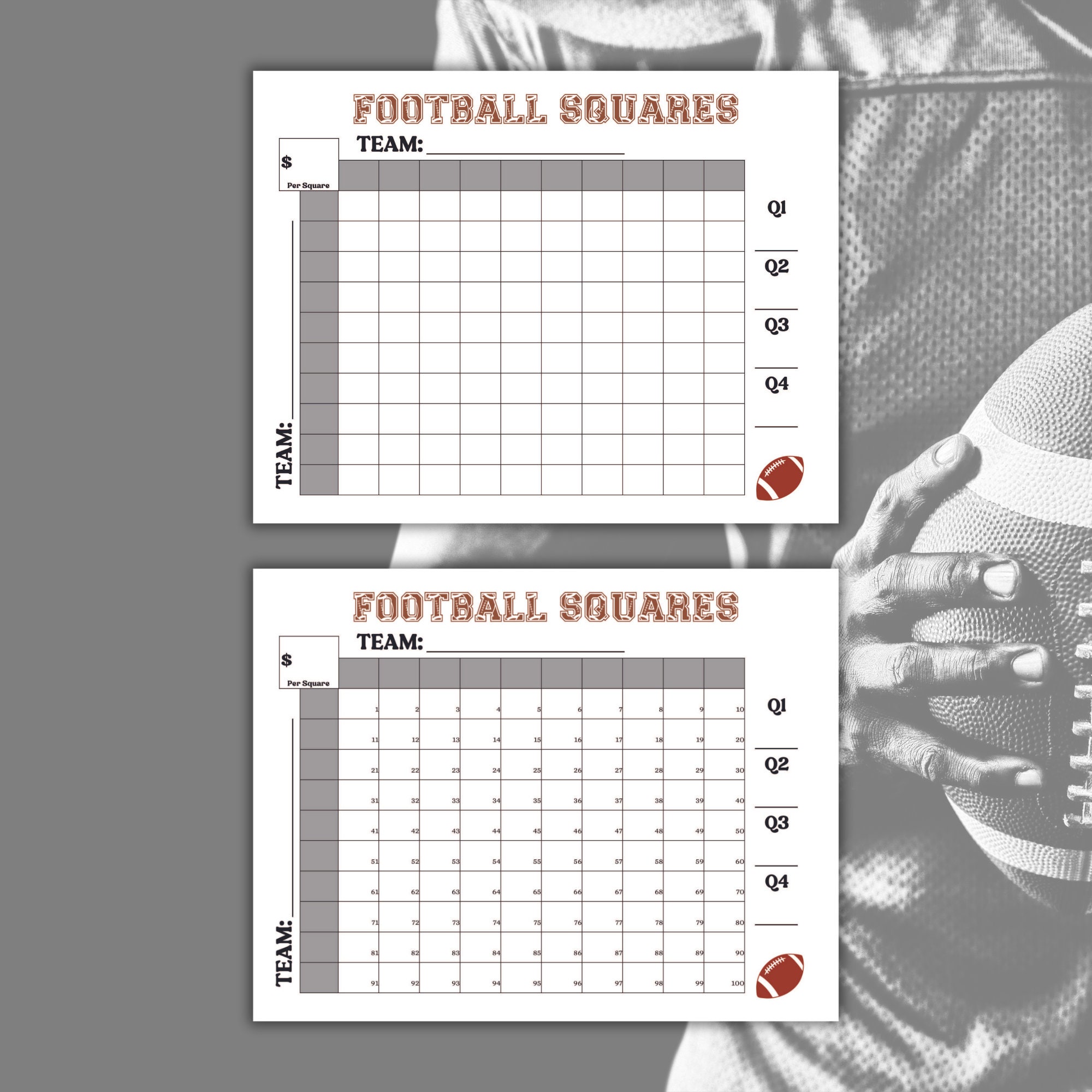 Printable Football Squares Game Football Fundraiser Football Betting ...