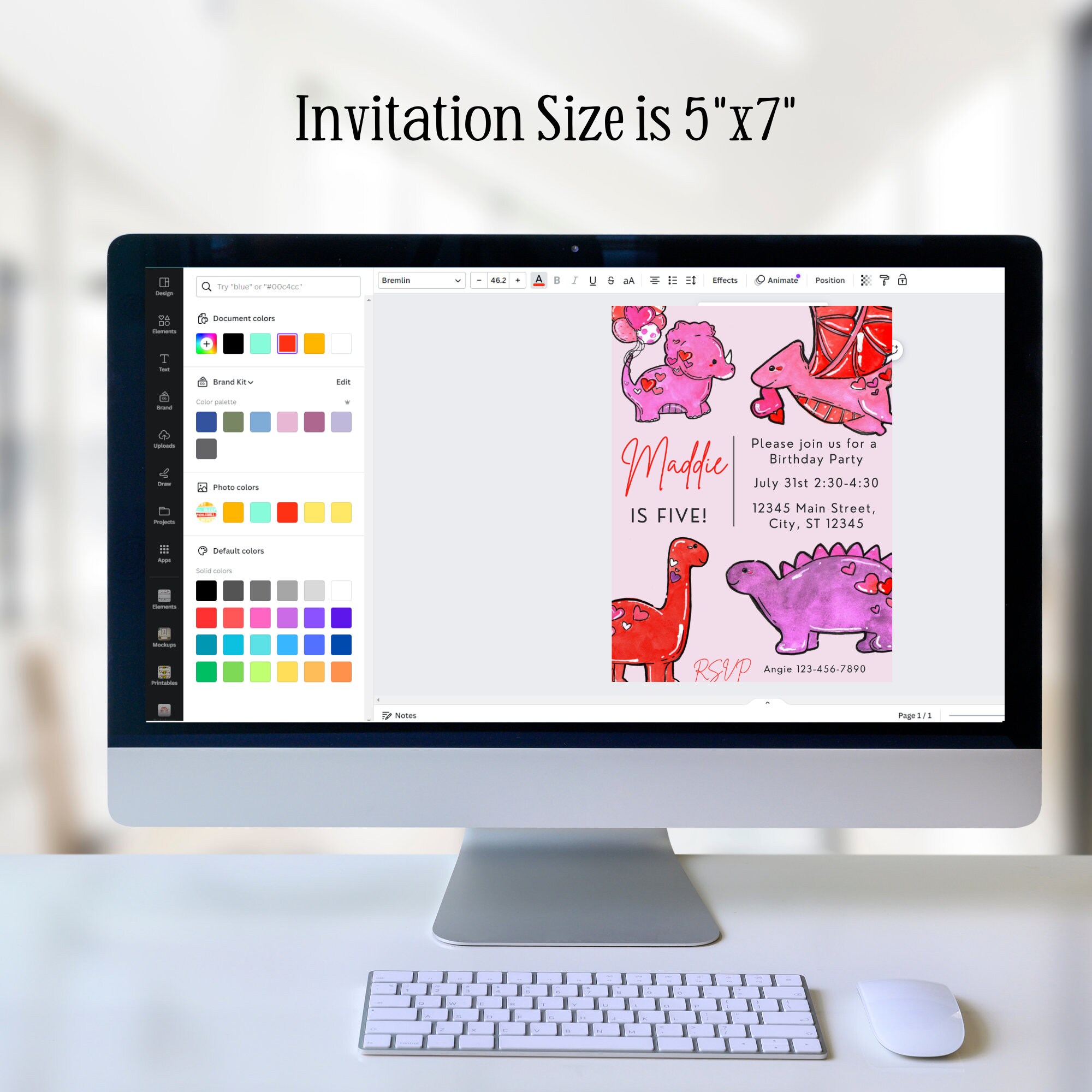 Pink Dinosaur Birthday Invitation for Girl's | Girl Dinosaur Evite Bday ...
