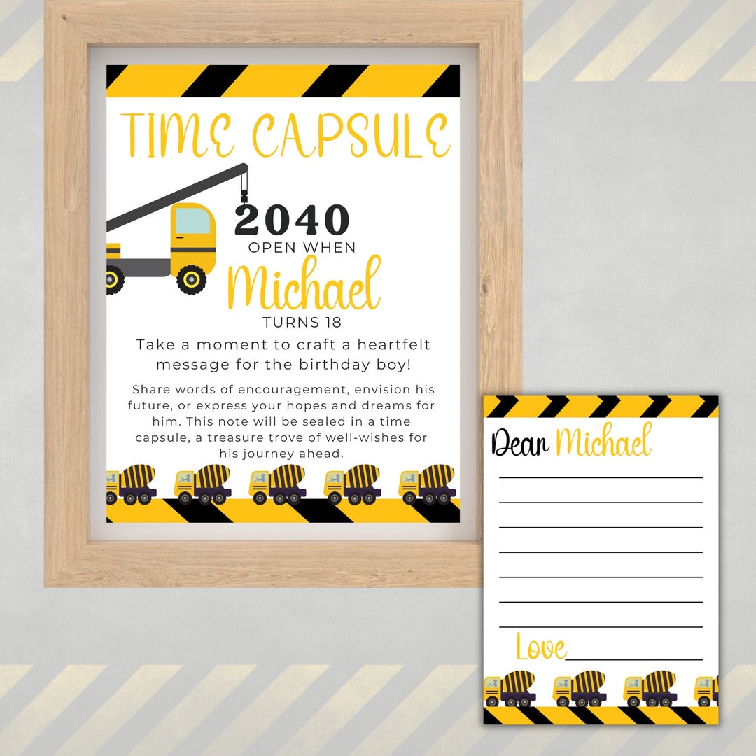 Editable Time Capsule Template First Birthday Time Capsule Baby Shower ...