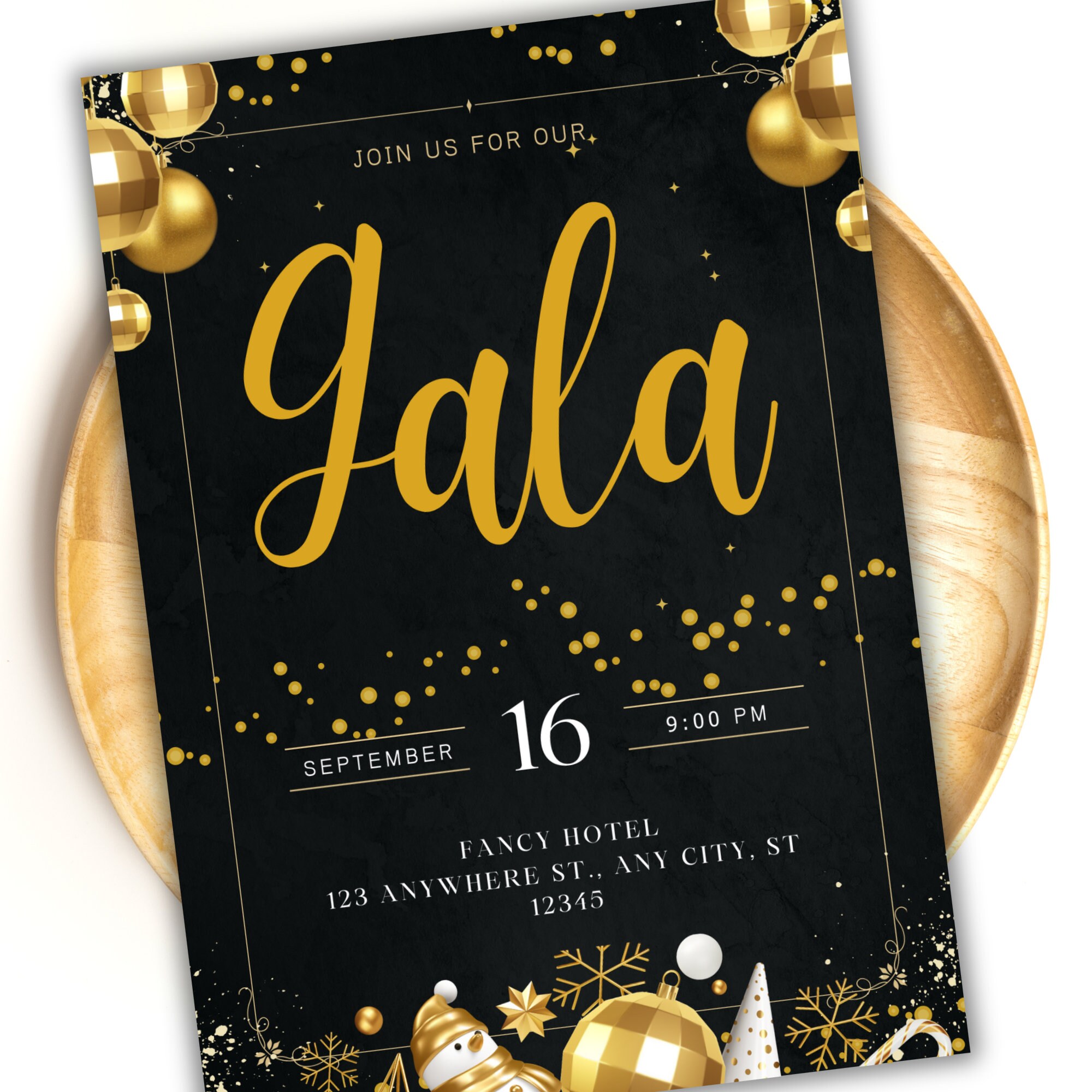 Editable Gala Invitation Template Evite Gala Party Invites Black & Gold ...