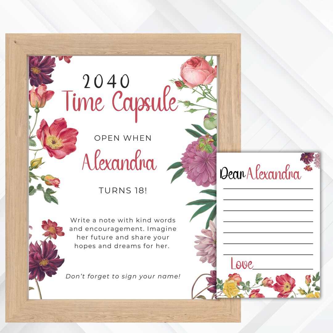 Editable Girl Time Capsule Template | First Birthday Time Capsule ...